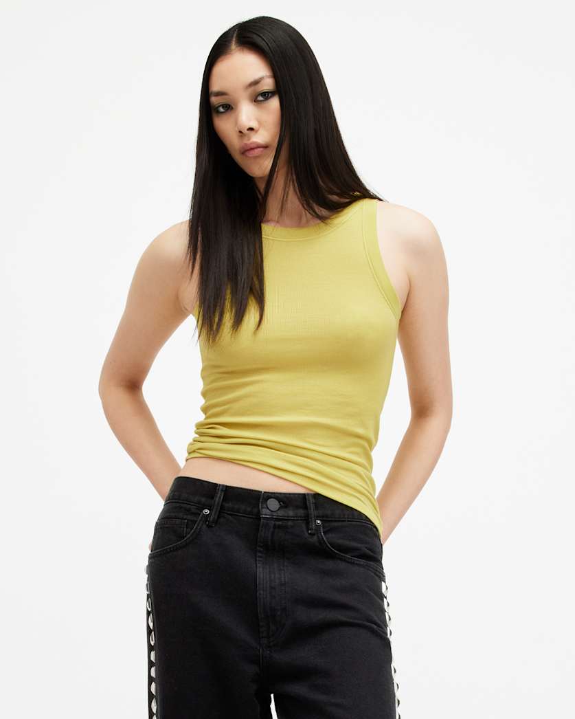Rina Crew Neck Sleeveless Tank Top ELECTRIC YELLOW | ALLSAINTS US